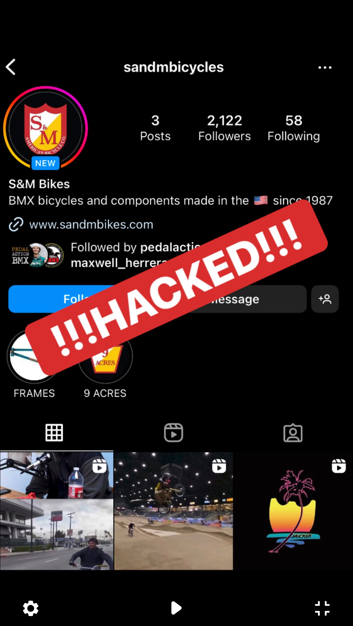 S&M Bikes Instagram Hacked!!! — Stacked BMX Shop
