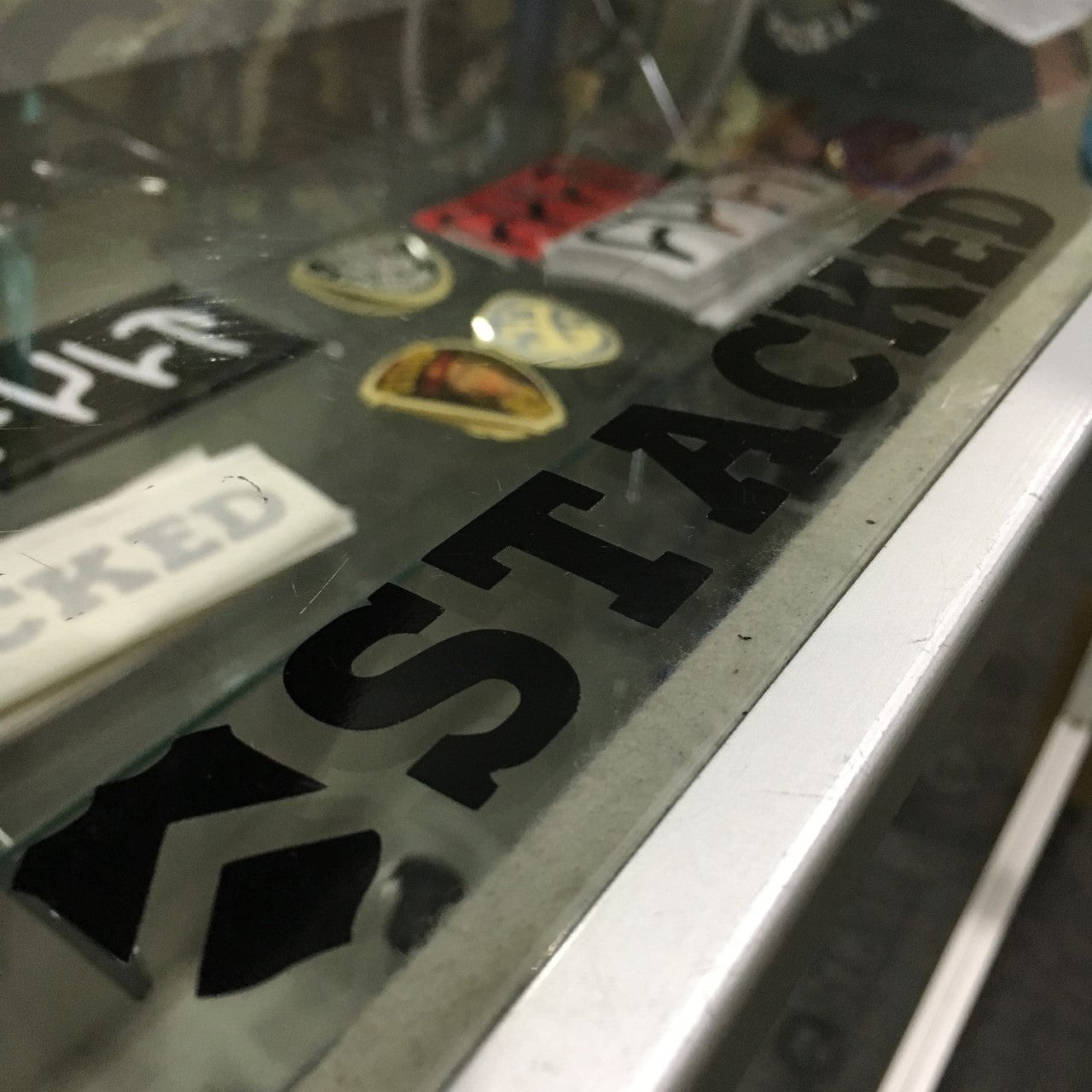 Stacked 8 1/2" X 1" Shield Vinyl Sticker Black — Stacked BMX Shop